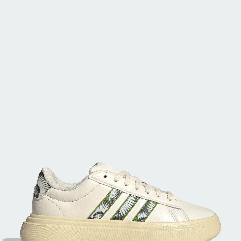 adidas Originals Grand Court Platform Shoes / Cream White / Crew Green ...
