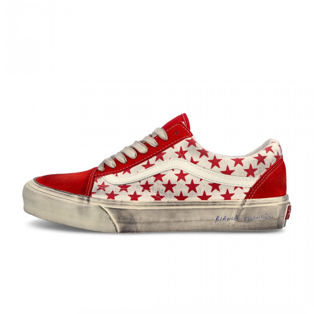 Vans Bianca Chandon Old Skool VLT LX / Distressed Red / White ...